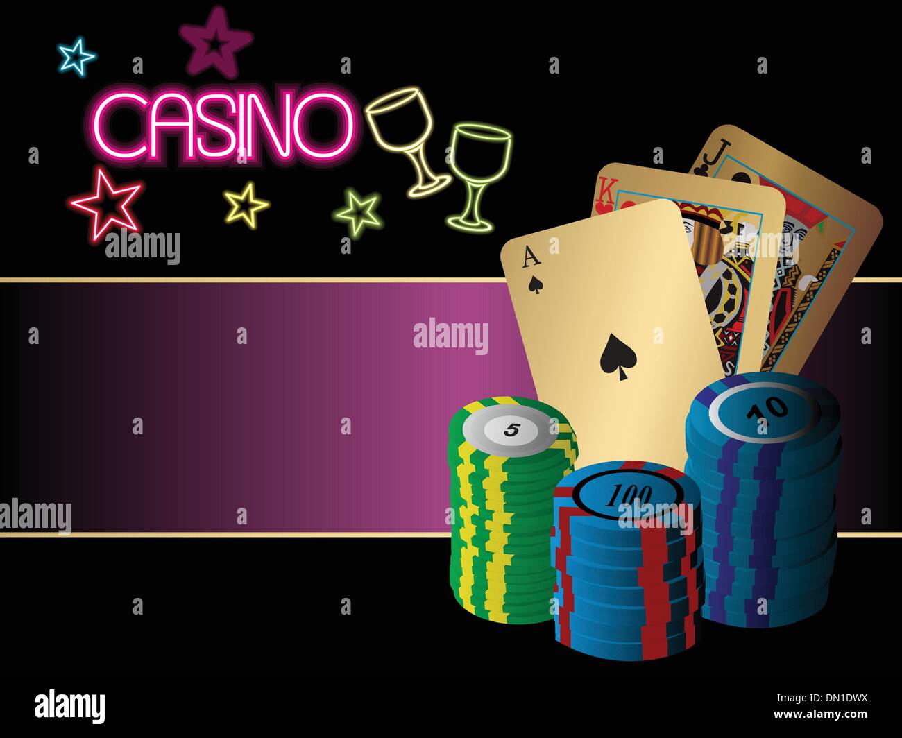 vector illustration of cards and chips on casino background Stock ...