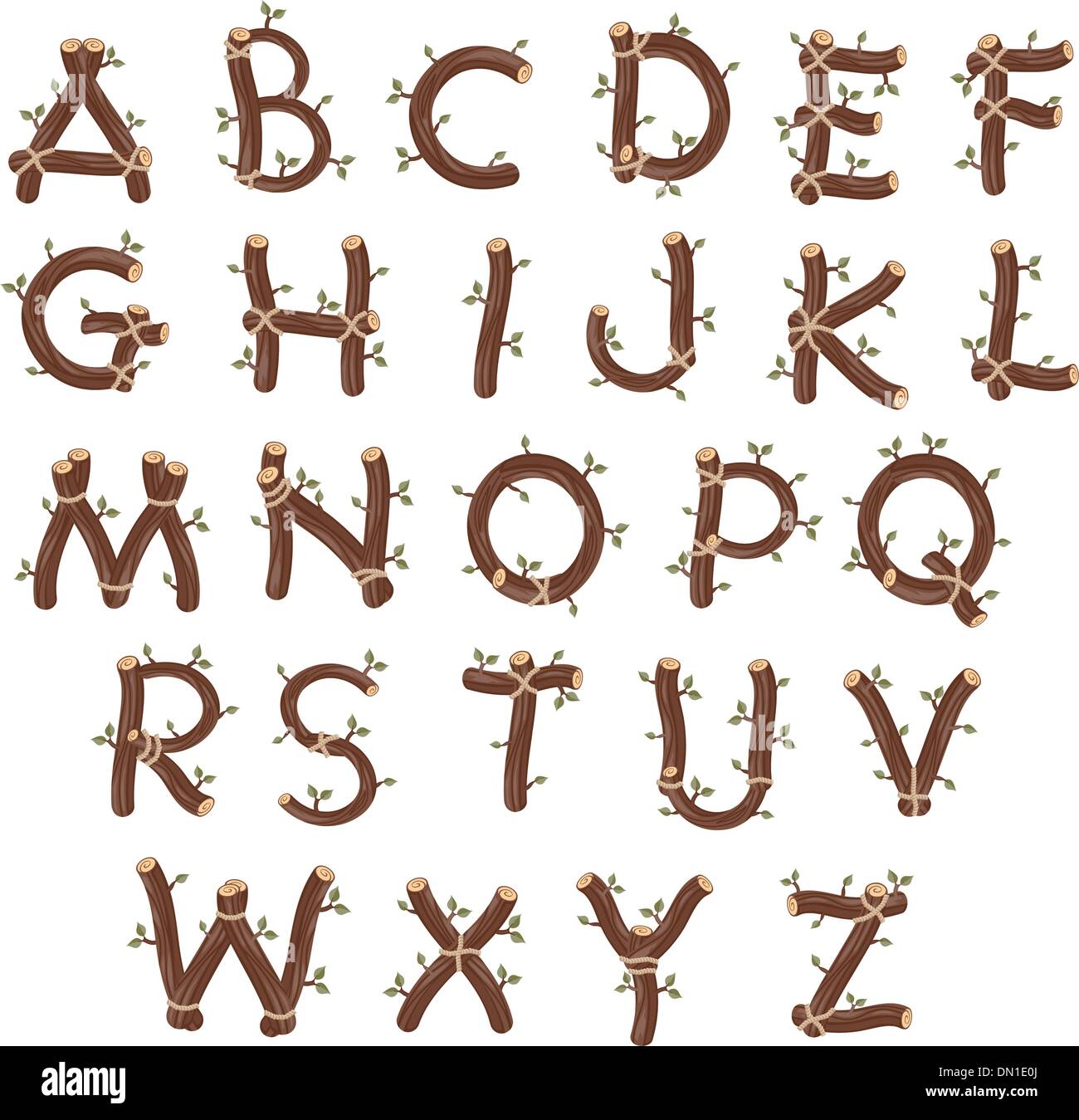 Alphabet with branches and leaves Stock Vector Image & Art - Alamy