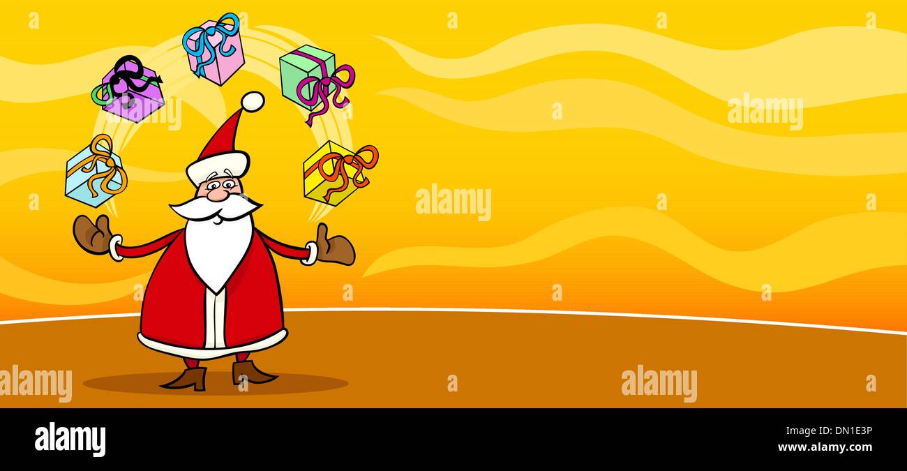 Santa Claus and presents cartoon card Stock Vector Image & Art - Alamy