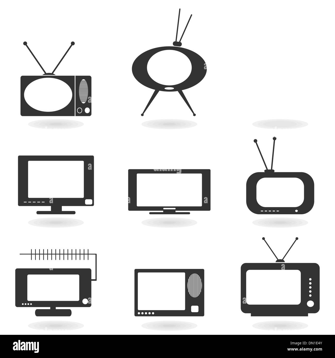 Tv icon internet button Black and White Stock Photos & Images - Alamy