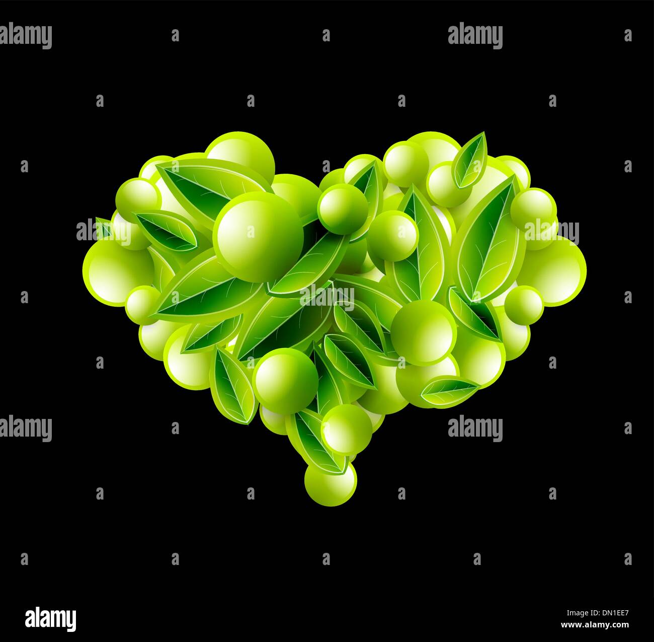 Eco love heart made of leaves. Vector environmental concept Stock ...