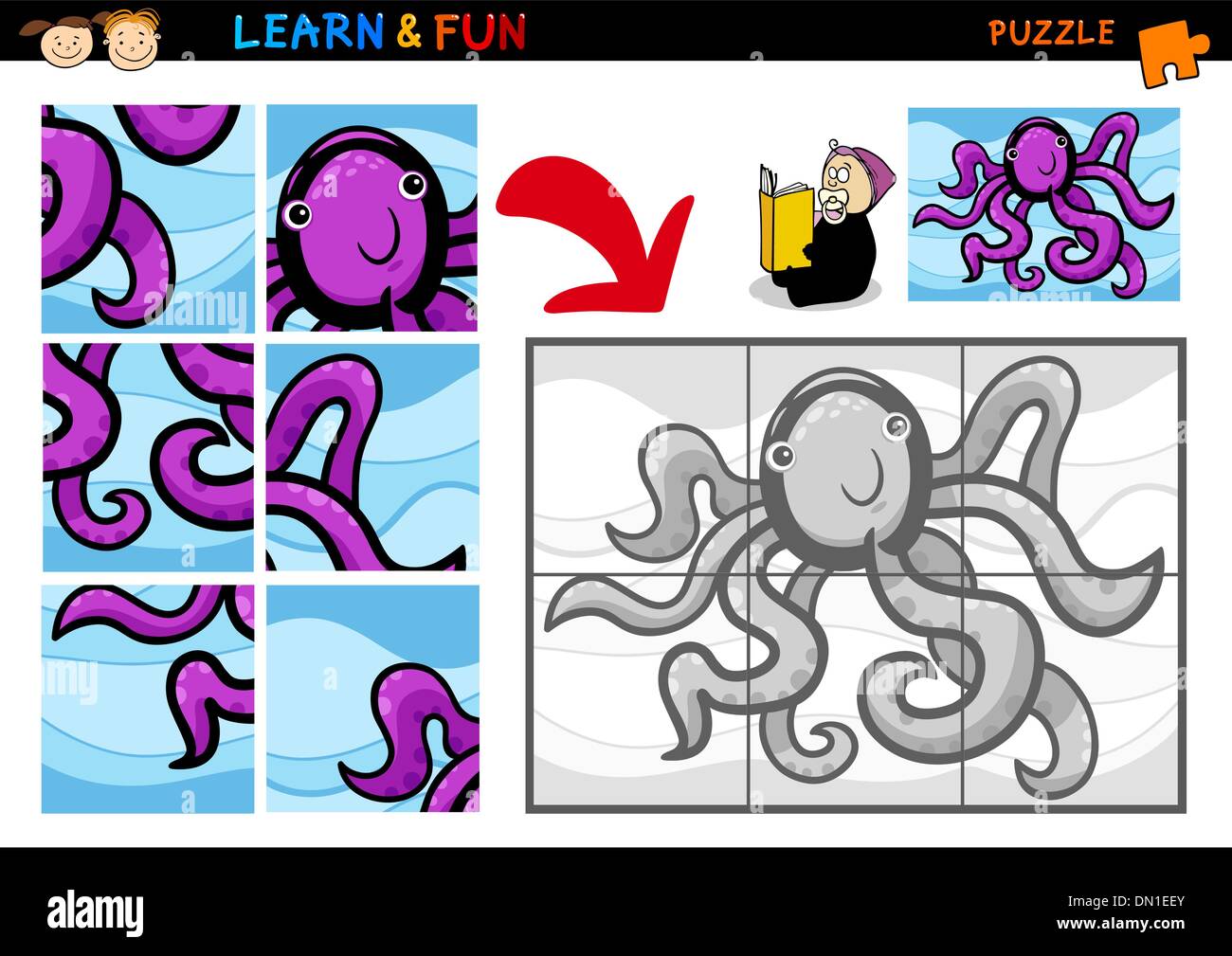 Cartoon octopus puzzle game Stock Vector Image & Art - Alamy