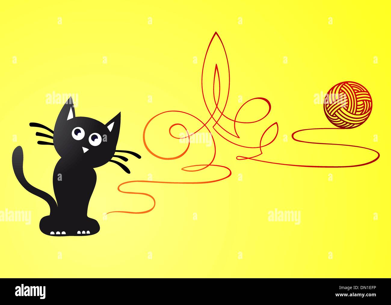 Cartoon Cat Playing Ball Yarn High Resolution Stock Photography and ...