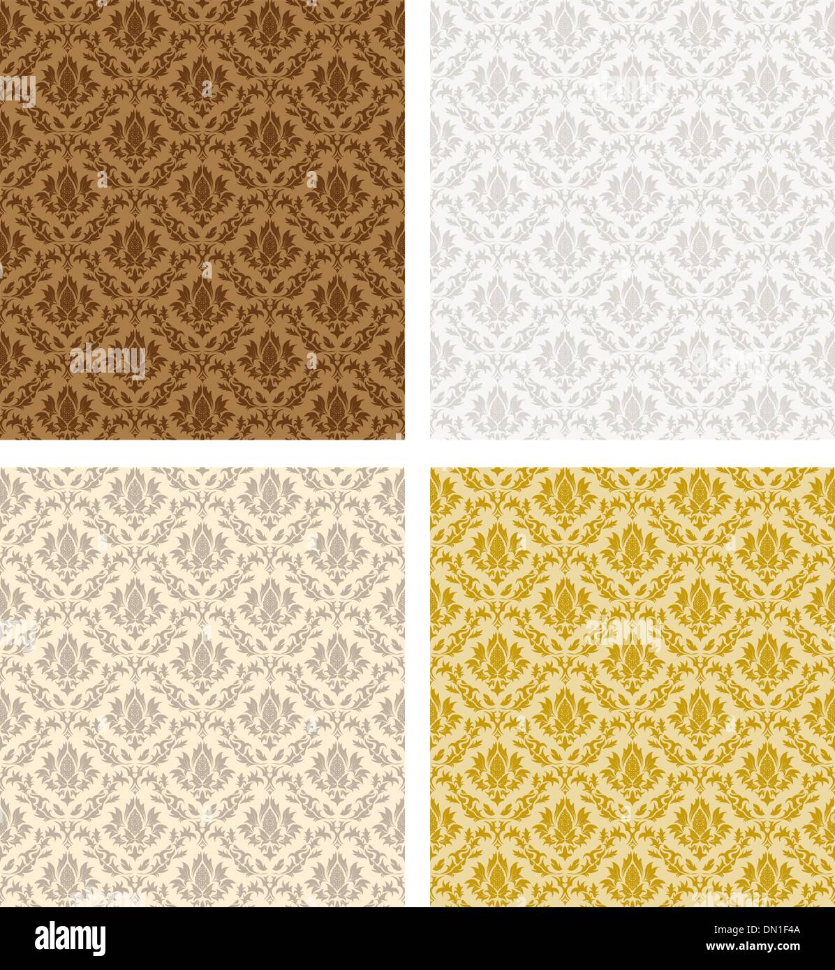 Damask Seamless Color Set Stock Vector Image & Art - Alamy