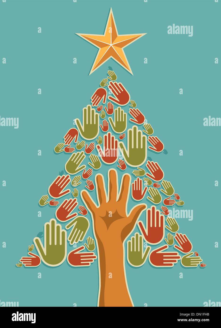 Diversity Christmas Tree hands Stock Vector Image & Art - Alamy