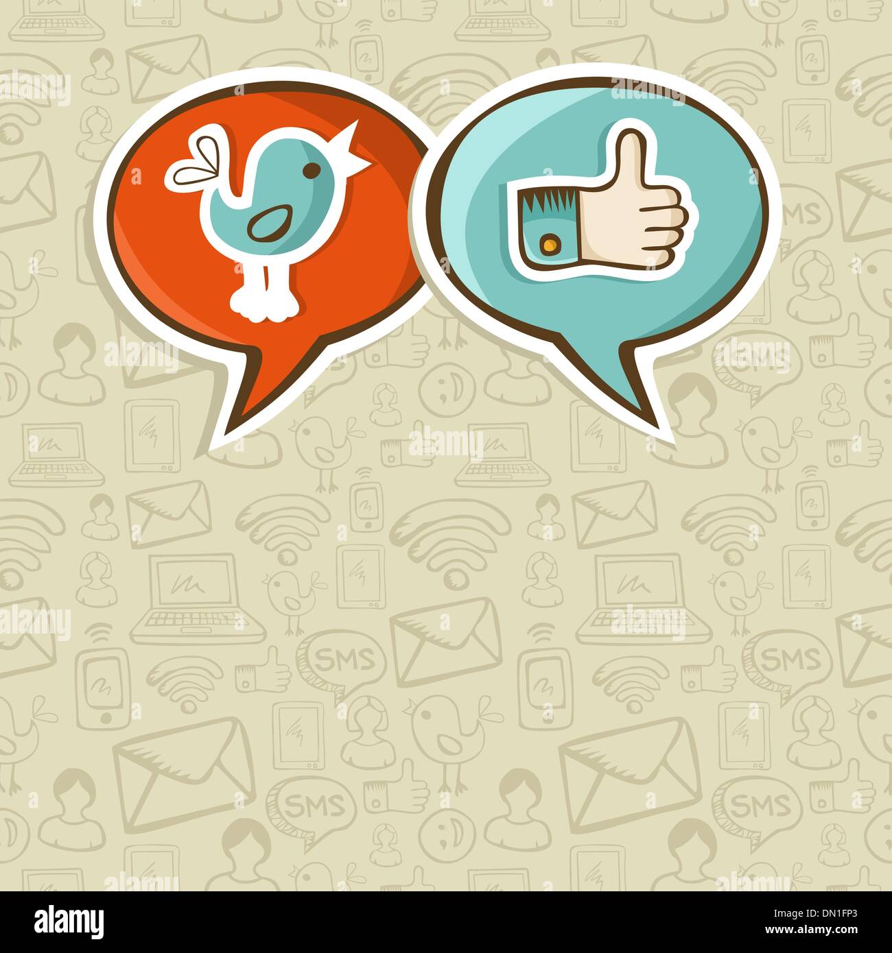 Like and twitter icons connecting people Stock Vector Image & Art - Alamy