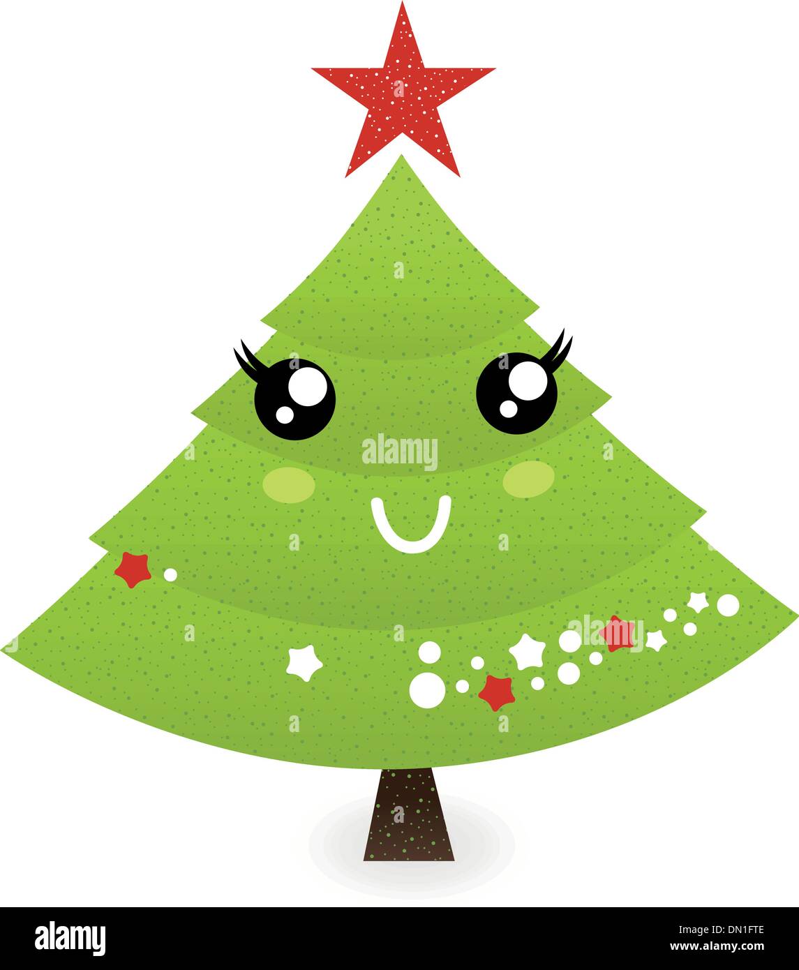 Cute christmas tree character isolated on white Stock Vector Image ...