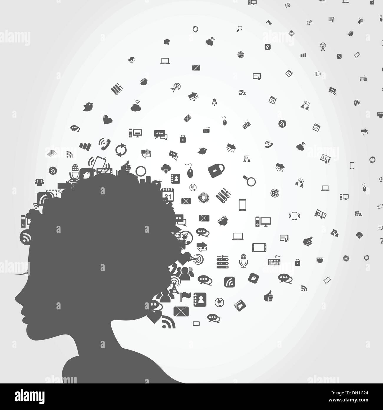 Head the girl computer Stock Vector Image & Art - Alamy