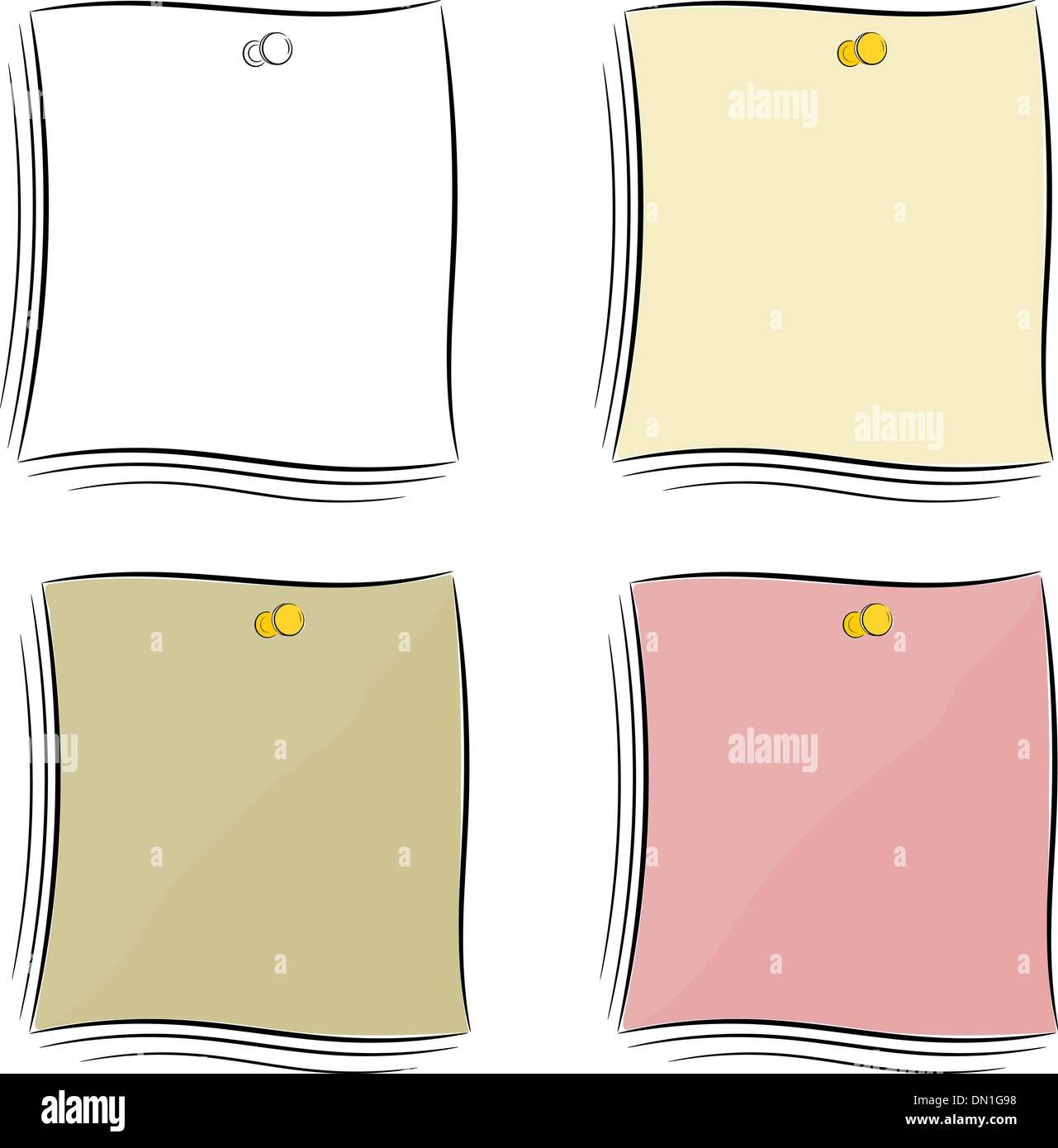 Set of cartoon notes attached pushpin. eps10 Stock Vector Image & Art ...