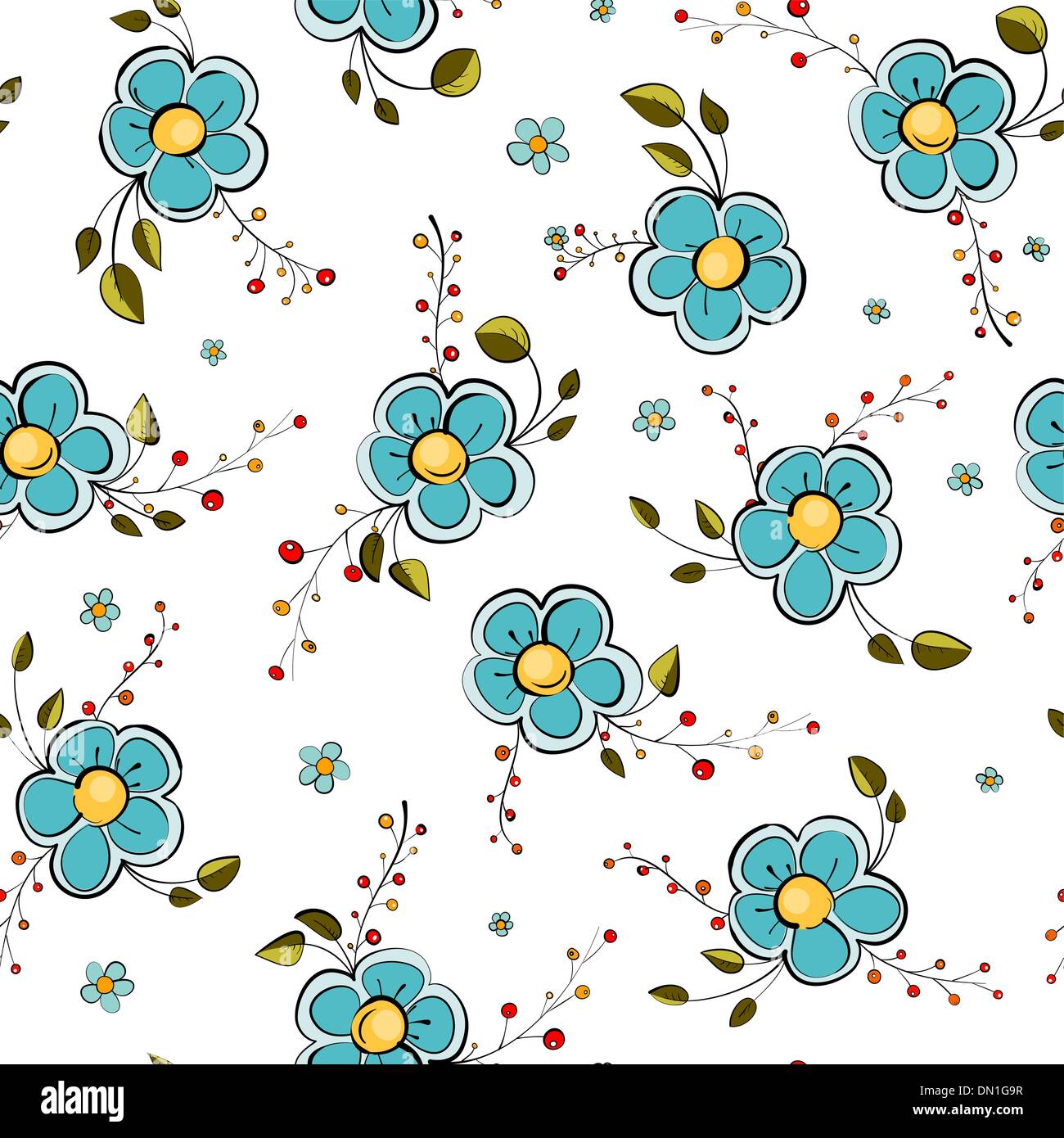 Blue delicate flowers in Stock Vector Images - Alamy