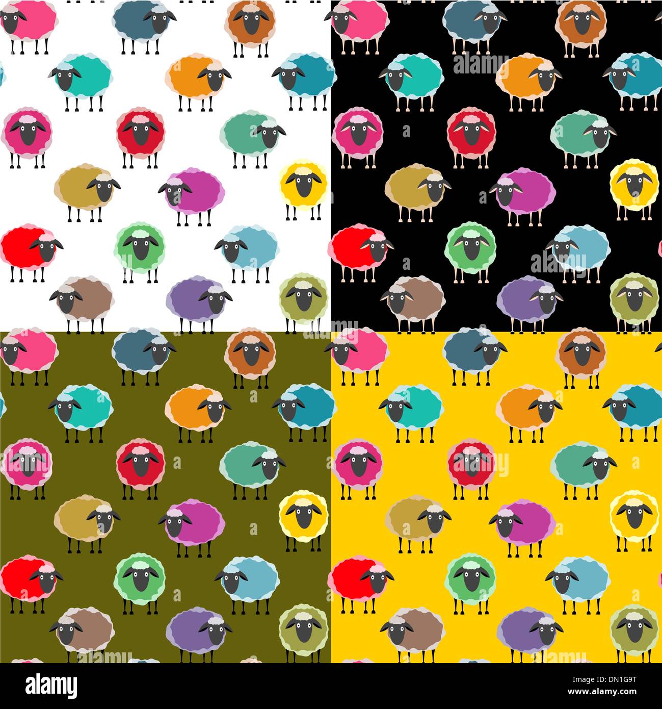 Colorful Seamless Sheep Pattern Stock Vector Image & Art - Alamy