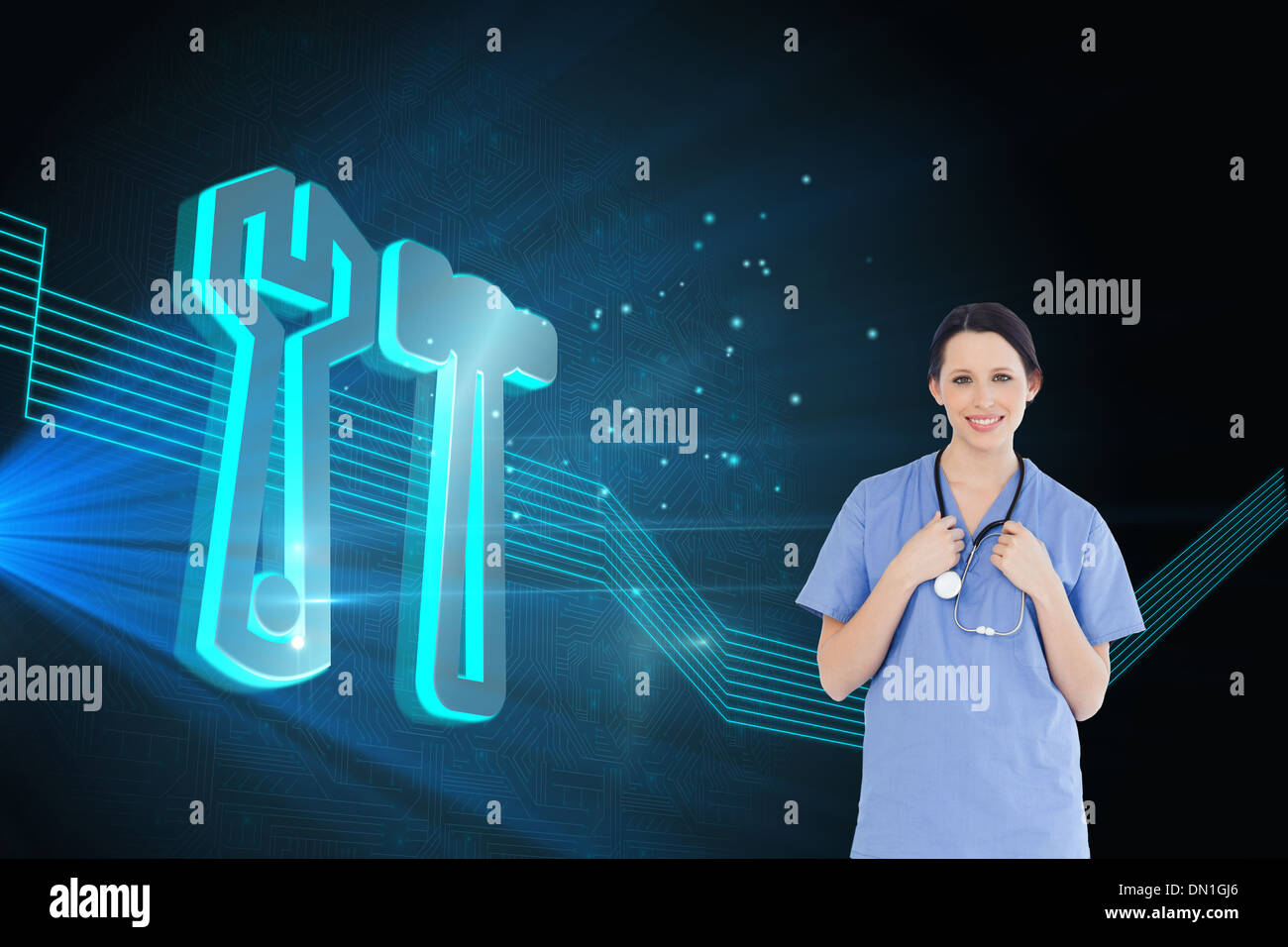 Blue settings symbol icon hi-res stock photography and images - Alamy