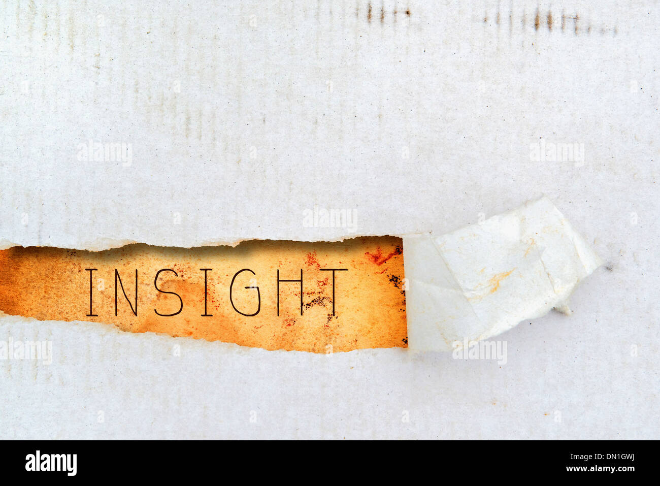 Insight title on old grunge torn paper Stock Photo - Alamy