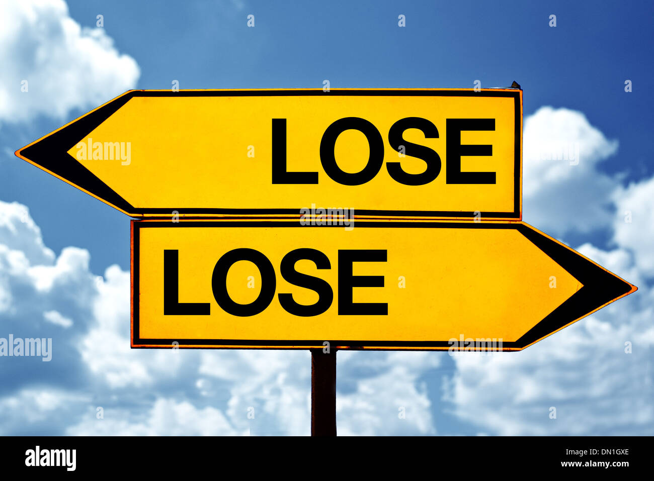 Lose lose Situation Opposite Signs Two Opposite Signs Against Blue Lose lose Situation Opposite Signs Two Opposite Signs Against Blue