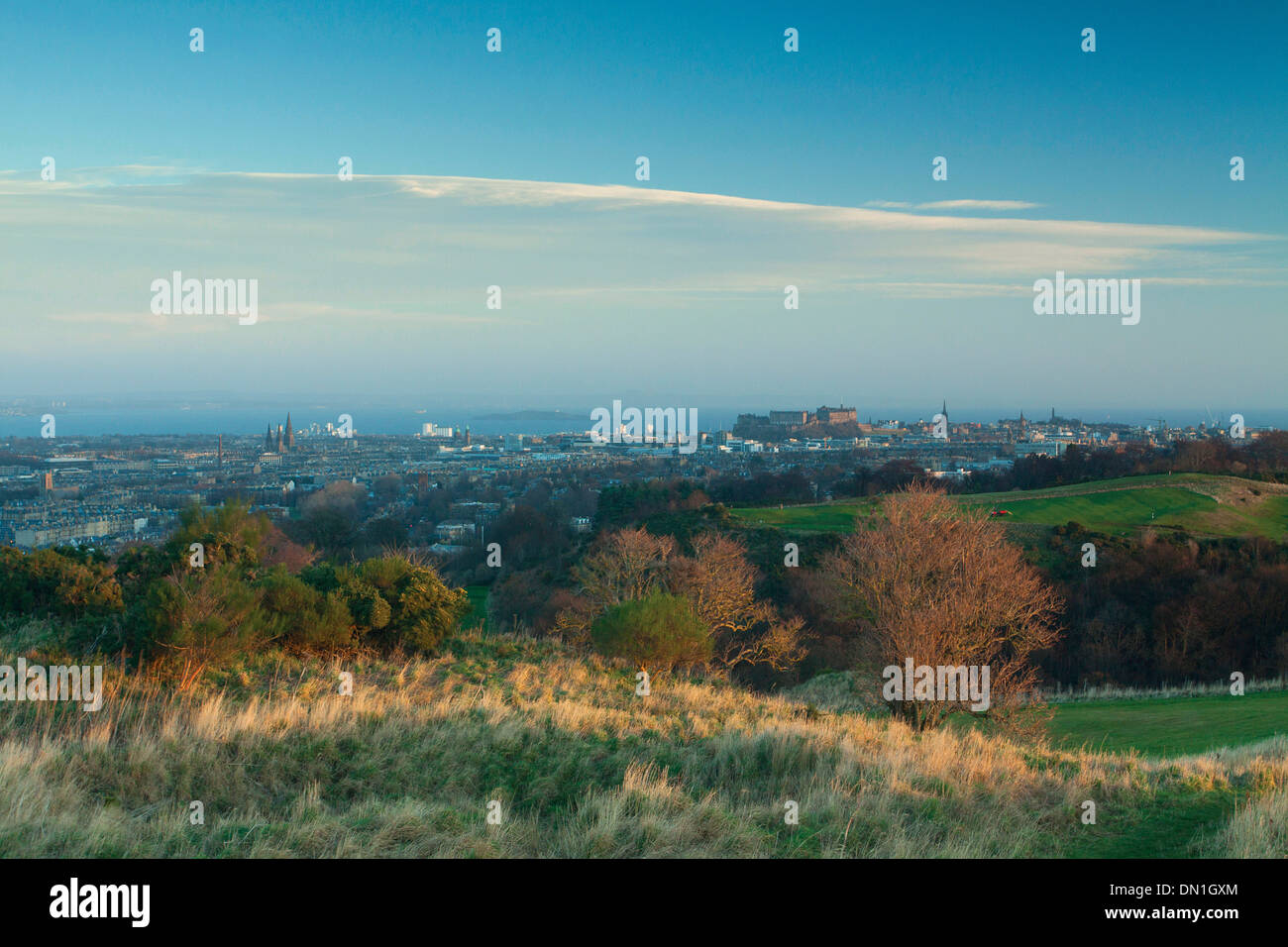 Edinburgh, Edinburgh Castle and the Firth of Forth from Wester ...