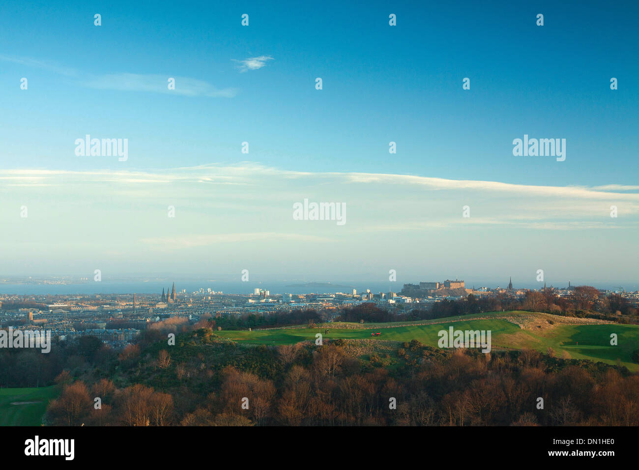 Edinburgh, Edinburgh Castle and the Firth of Forth from Wester ...