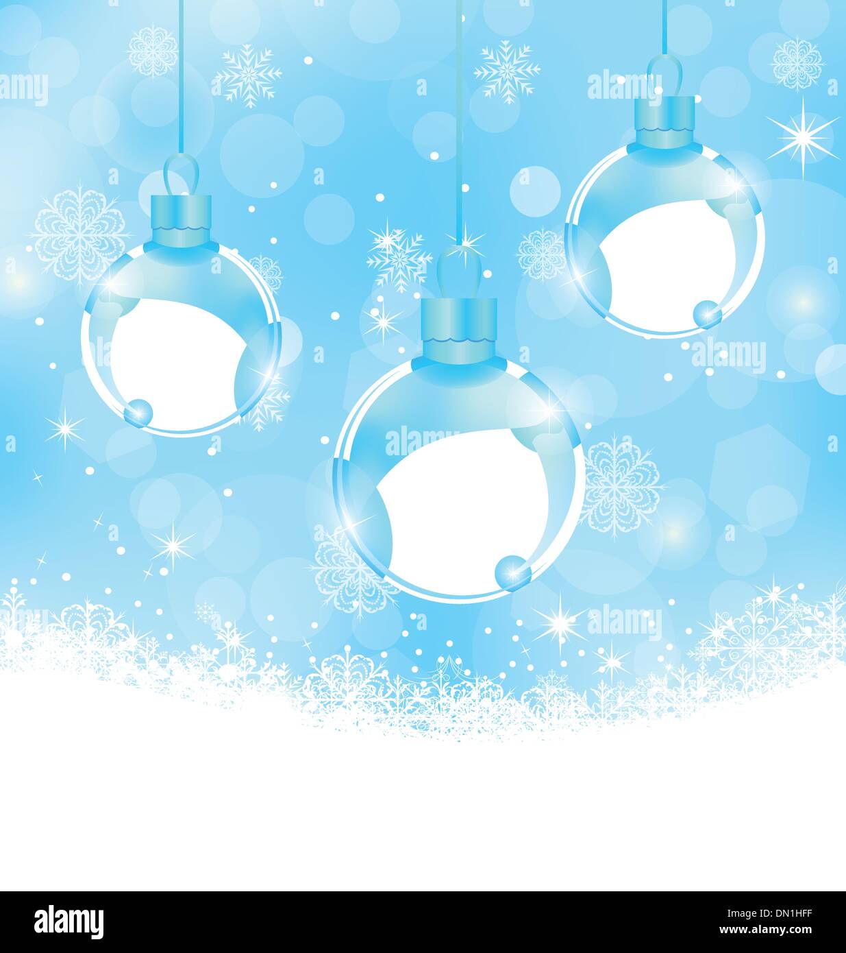 Winter background with Christmas balls and snowflakes Stock Vector ...