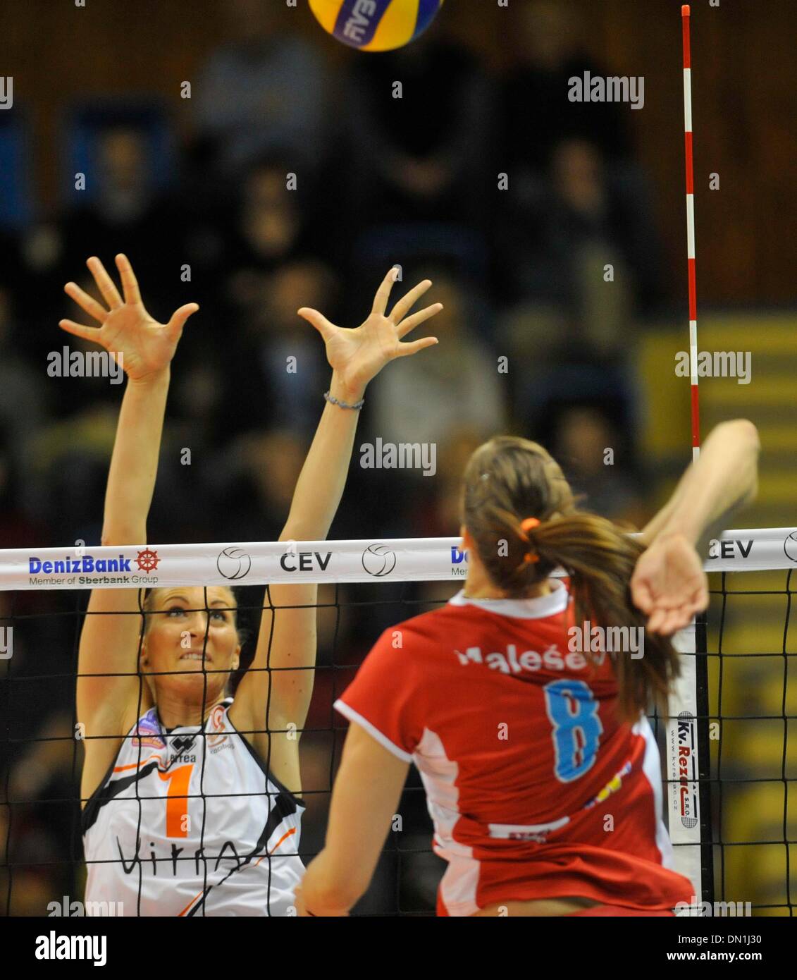 Tijana Malesevicova of Prostejov, right, and Senna Usic Jogunica of ...