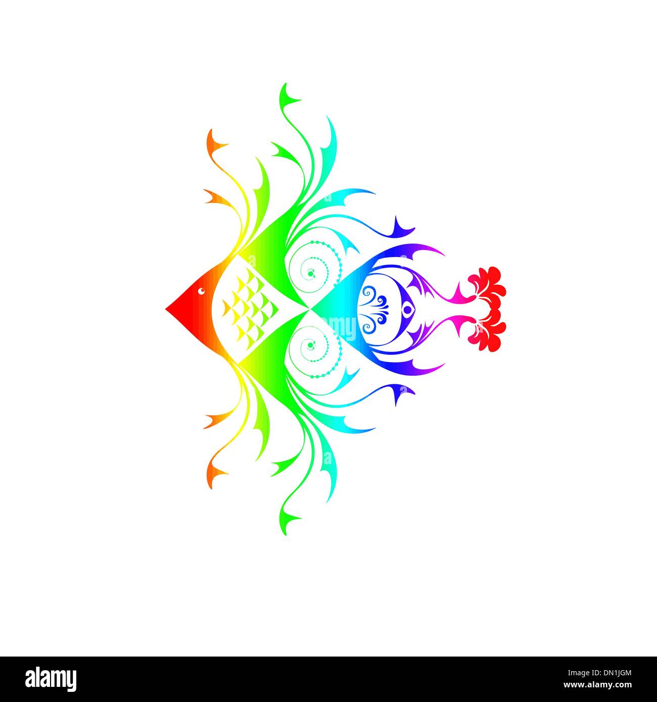 Blue green fish cartoon illustration Cut Out Stock Images & Pictures ...