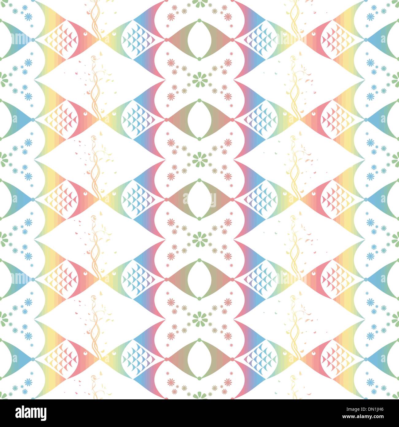Seamless Fish and Floral Pattern Stock Vector Image & Art - Alamy