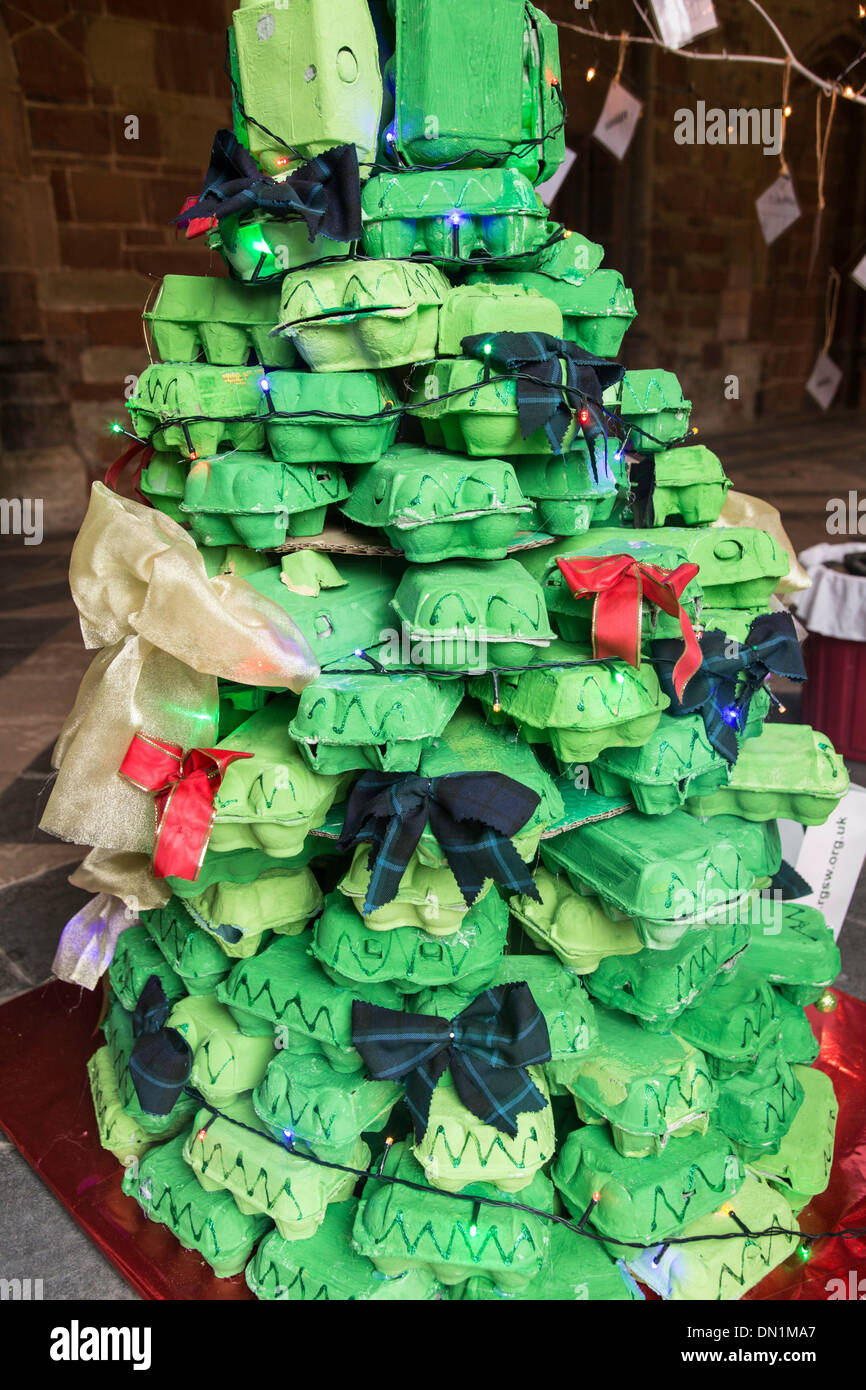 Christmas tree made from egg boxes, England, UK Stock Photo - Alamy