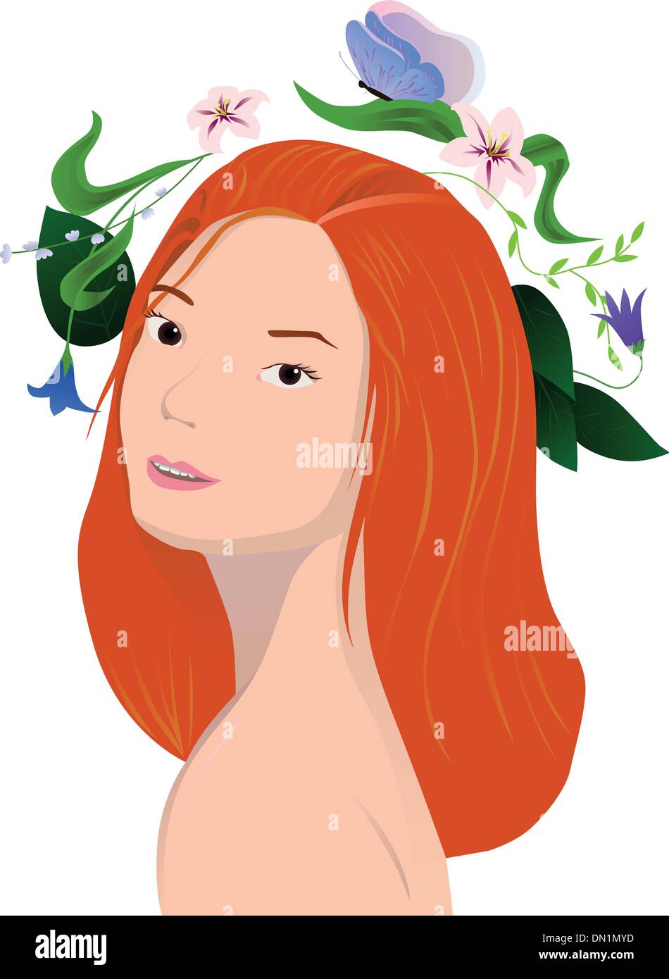 Beautiful girl flowers on Stock Vector Images - Alamy