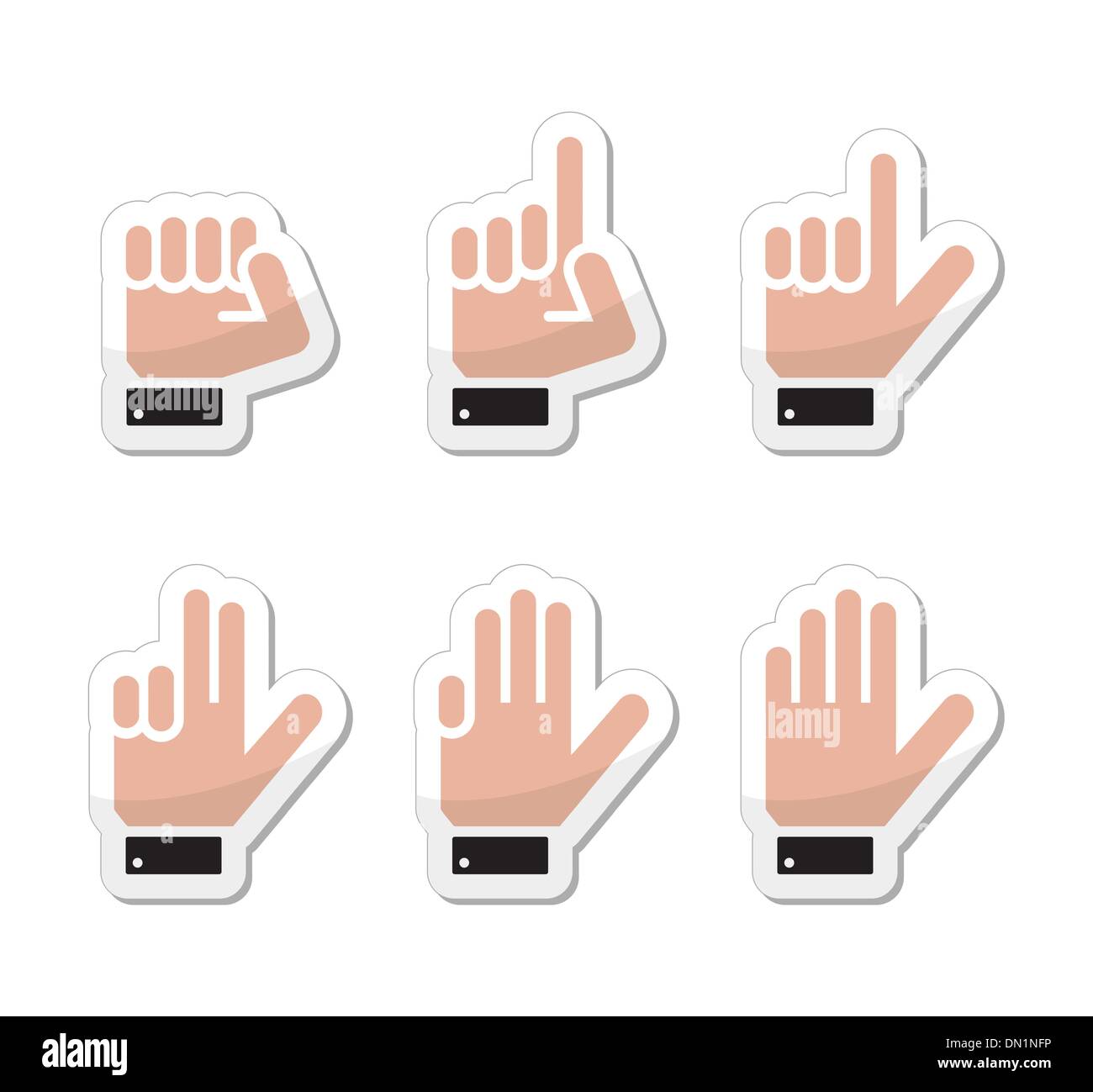 Counting hand signs as labels - vector isolated on white Stock Vector ...