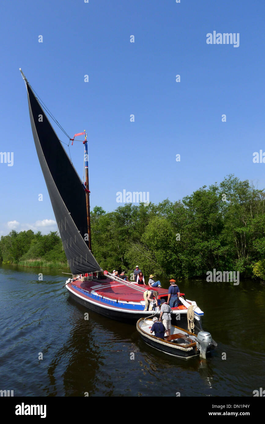 Norfolk Wherry Trust vessel the Albion on the Norfolk Broads Stock ...