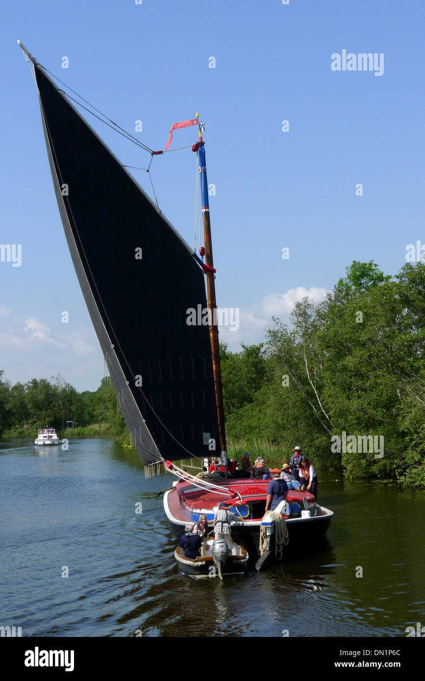 Norfolk Wherry Trust vessel the Albion on the Norfolk Broads Stock ...