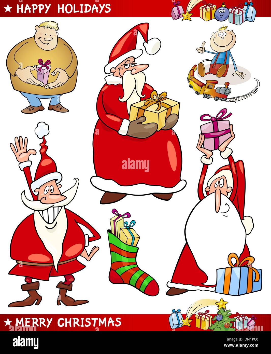 Santa and Christmas Themes Cartoon Set Stock Vector Image & Art - Alamy