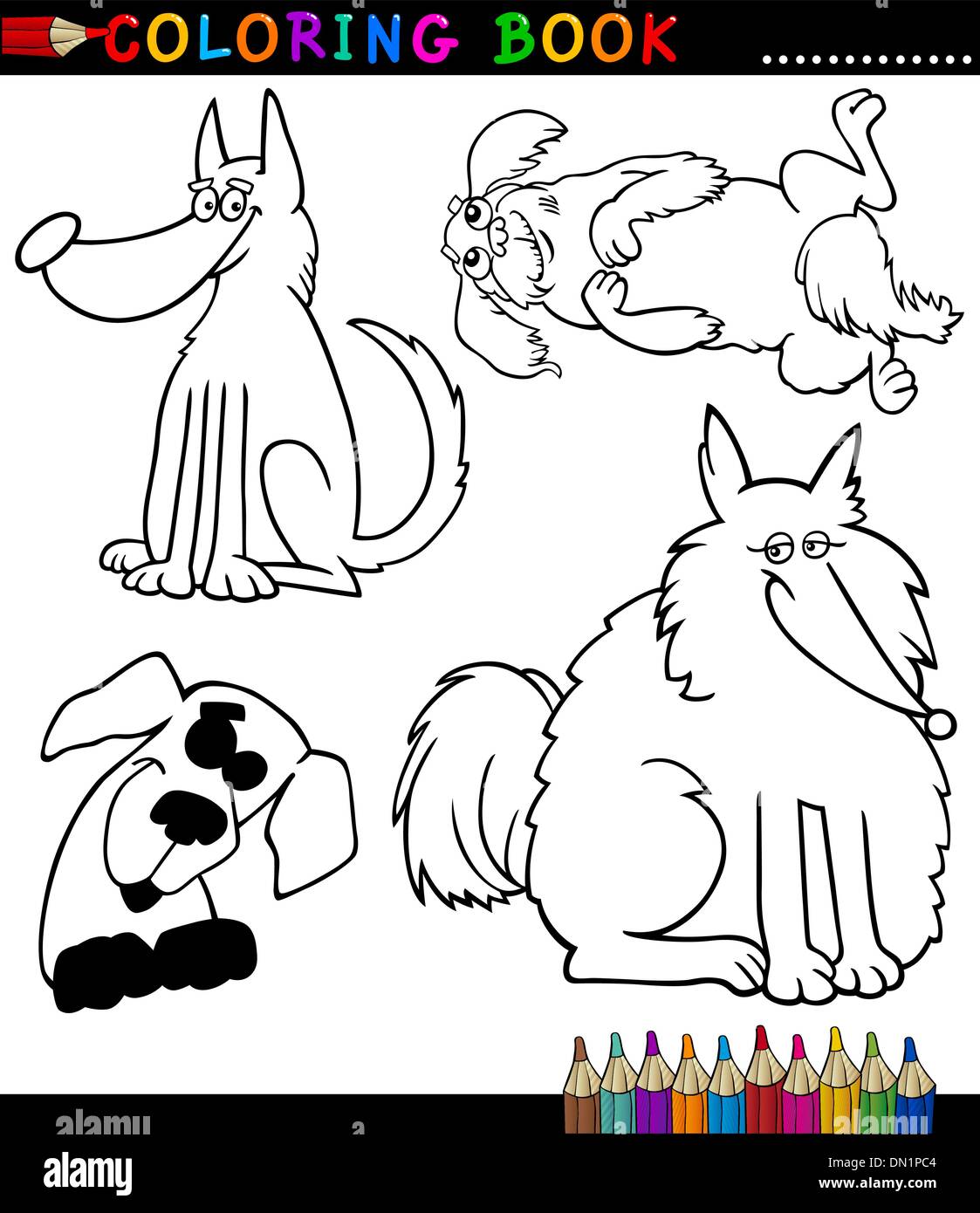 Cartoon dogs puppies coloring book hi-res stock photography and images ...