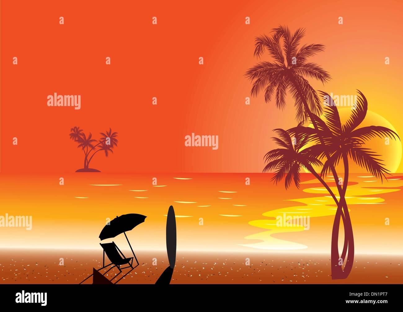Sunset at Beach Shore and surf Stock Vector Image & Art - Alamy