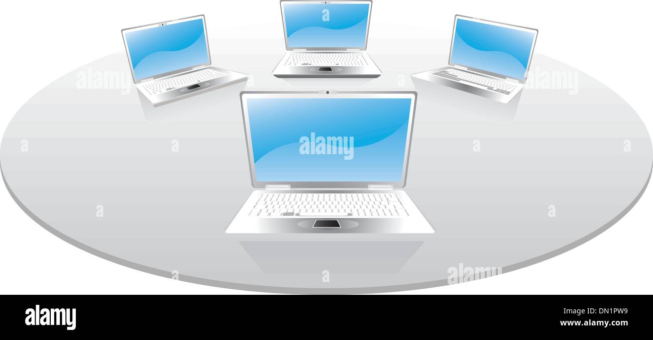 Laptops on a Table Stock Vector Image & Art - Alamy