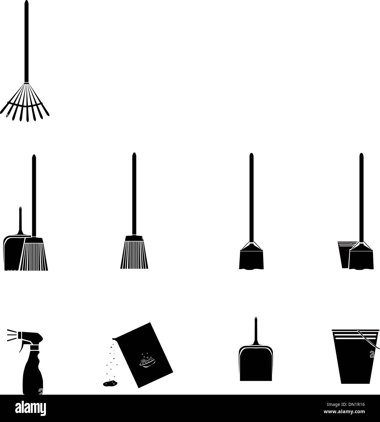 Brush cleaning icons set Black and White Stock Photos & Images - Alamy