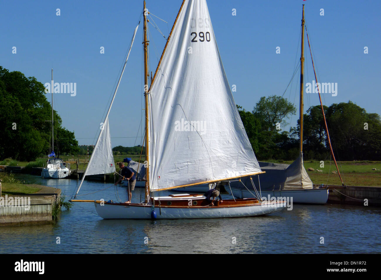 sailing boat on the norfolk broads, norfolk, uk Stock Photo - Alamy