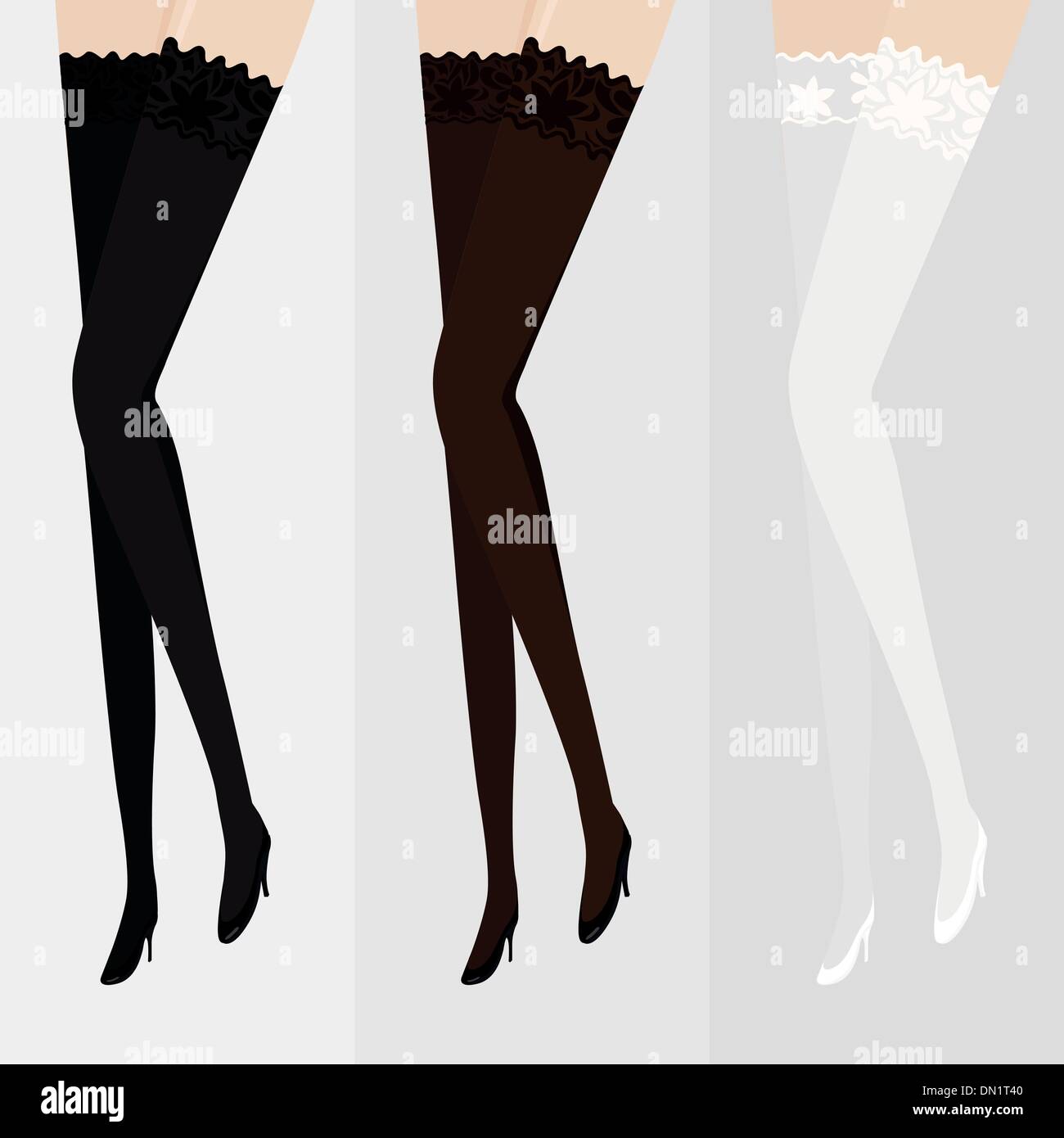 Woman black stockings lace Stock Vector Images - Alamy