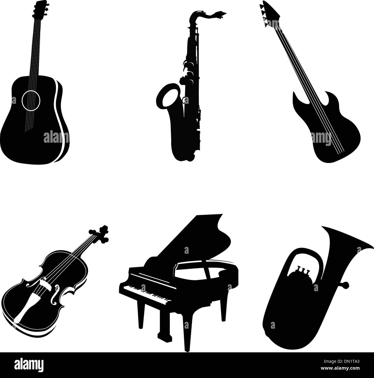 Wind instruments vector Black and White Stock Photos & Images - Alamy