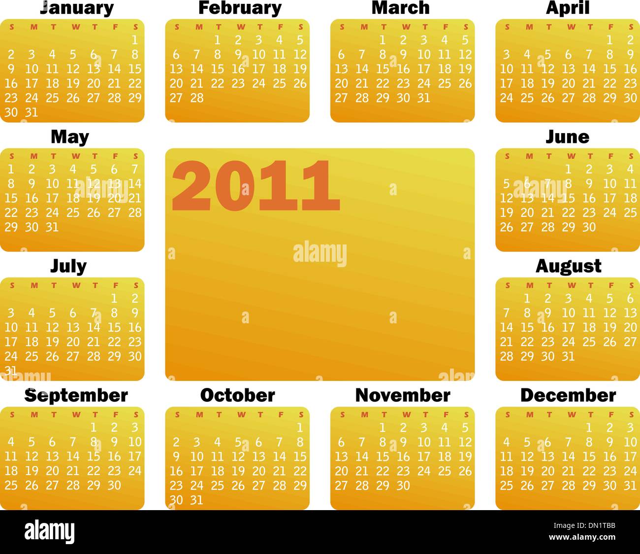 Yearly calendar vector vectors hi-res stock photography and images - Alamy