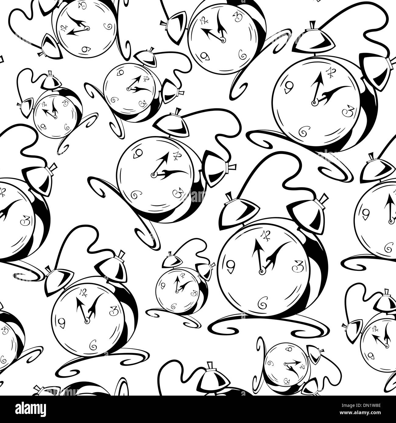 Black and white contour clock seamless vector Stock Vector Image & Art ...