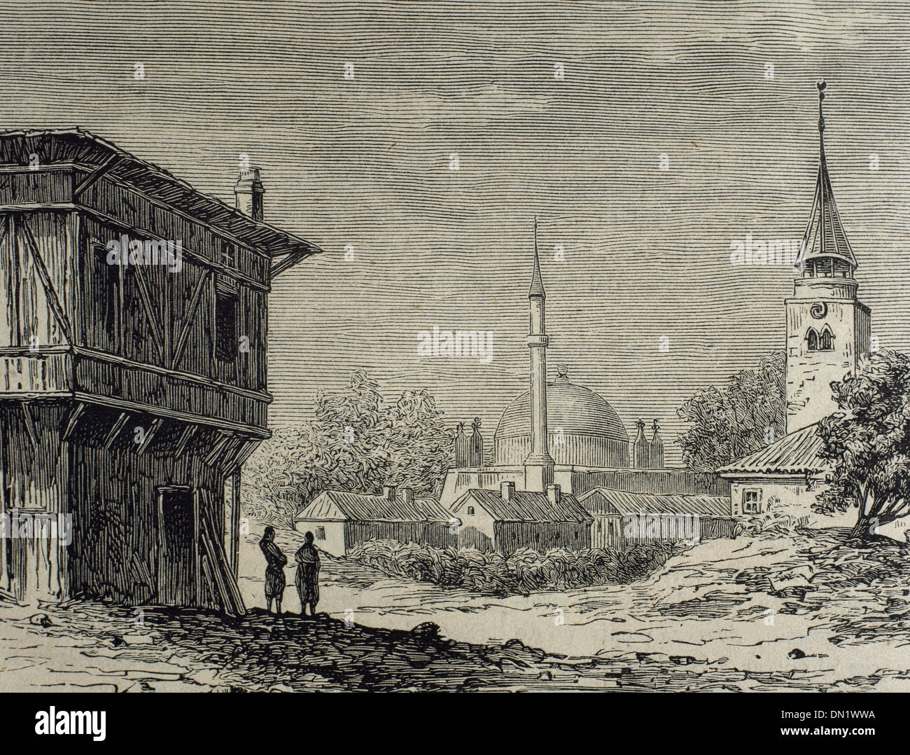 Bulgaria. Razgrad. Ottoman domination. Engraving by Capuz "La ...
