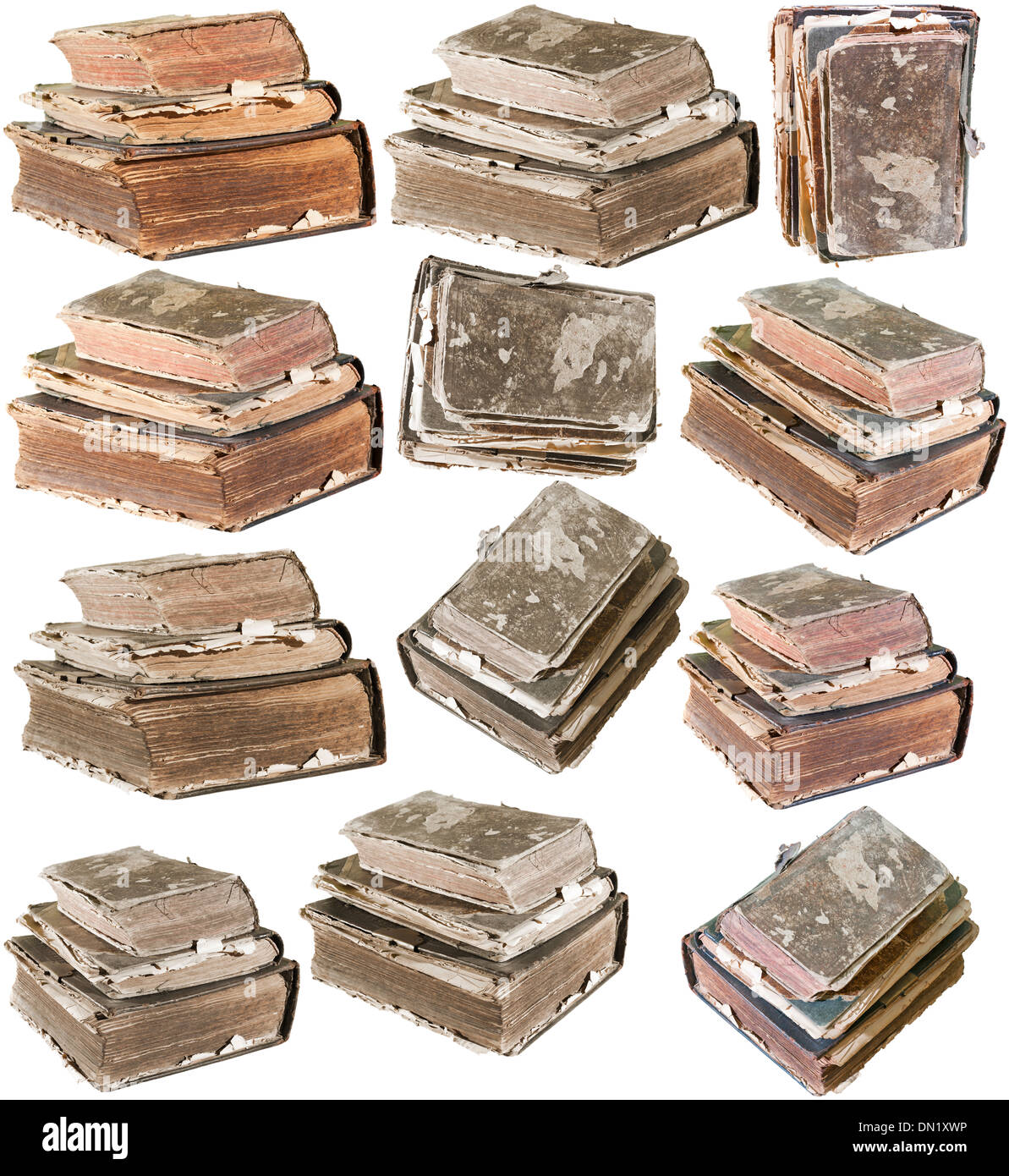 Very old ancient books isolated to white background Stock Photo - Alamy