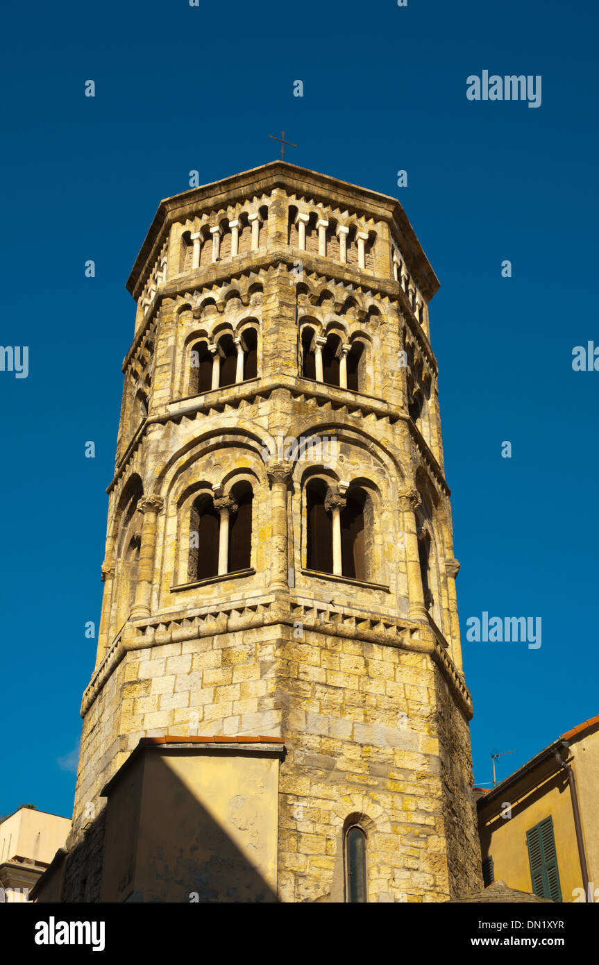 Tower of Chiesa di San Donato church centro storico old town Genoa ...