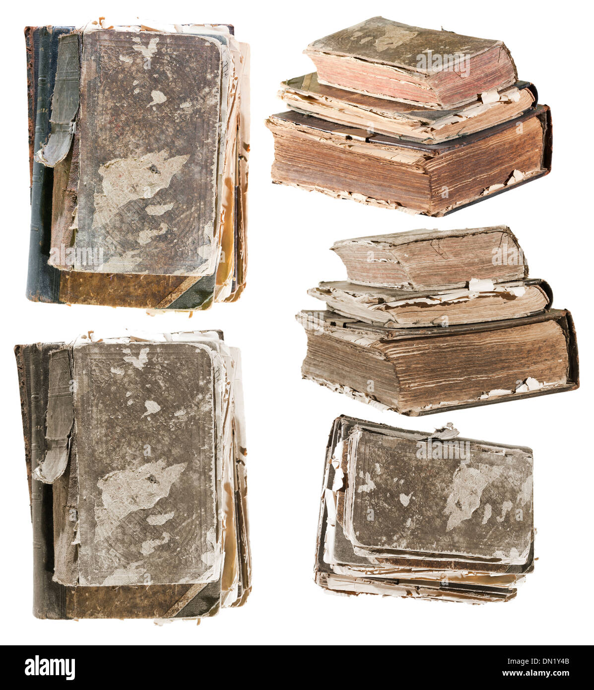 Very old ancient books isolated to white background Stock Photo - Alamy