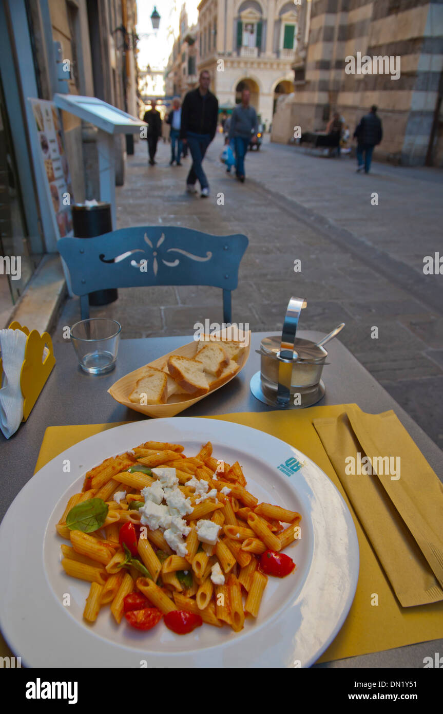 Penne with tomatoes and feta cheese Via San Lorenzo street old town ...