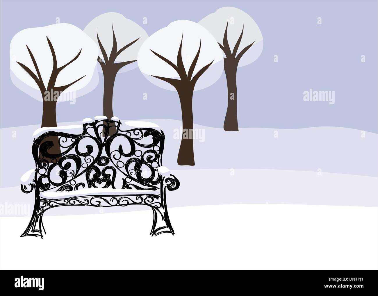 Bench winter Stock Vector Images - Alamy