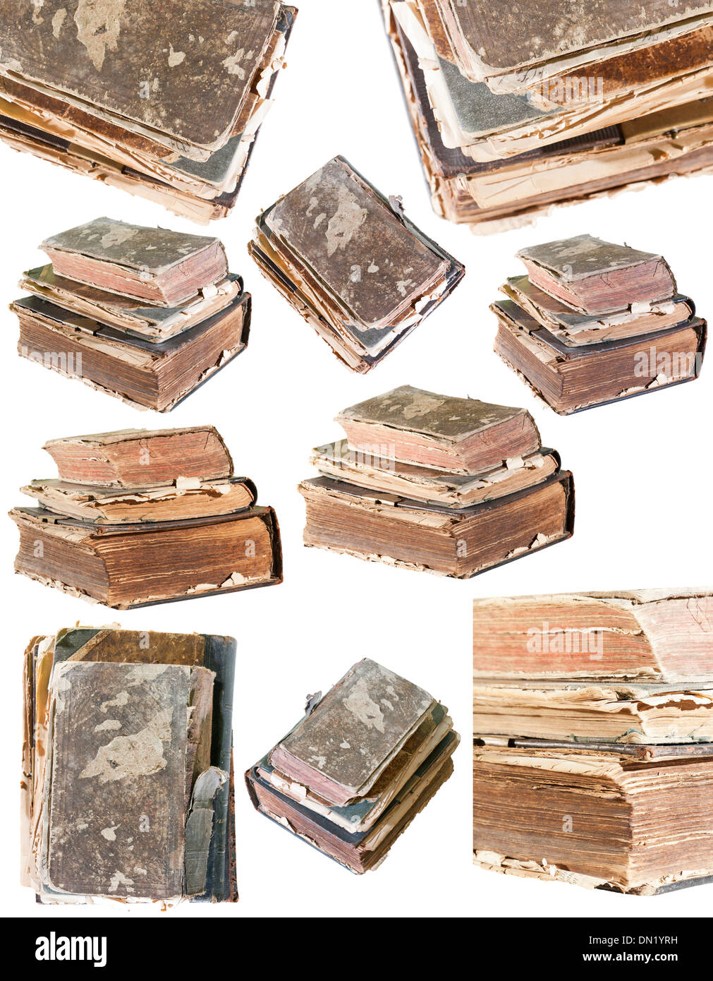Very old ancient books isolated to white background Stock Photo - Alamy