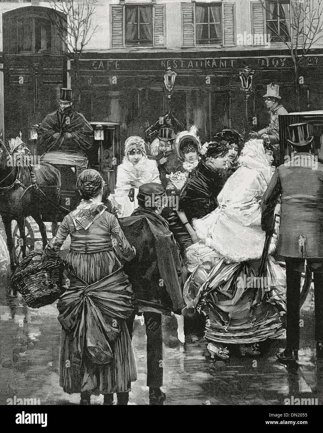 History of France. Paris. Street scene. 19th century. Bourgeois family ...
