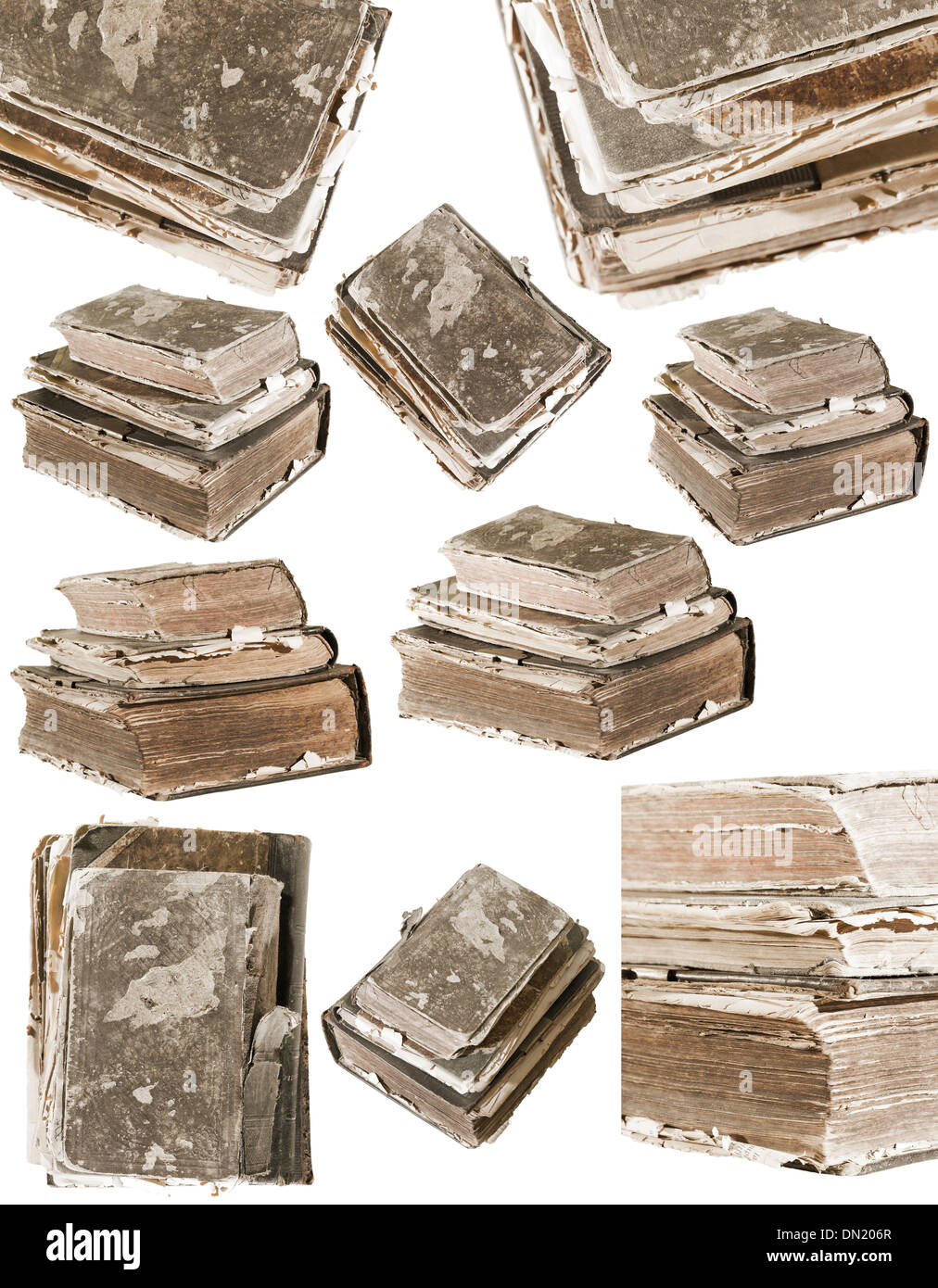 Very old ancient books isolated to white background Stock Photo - Alamy