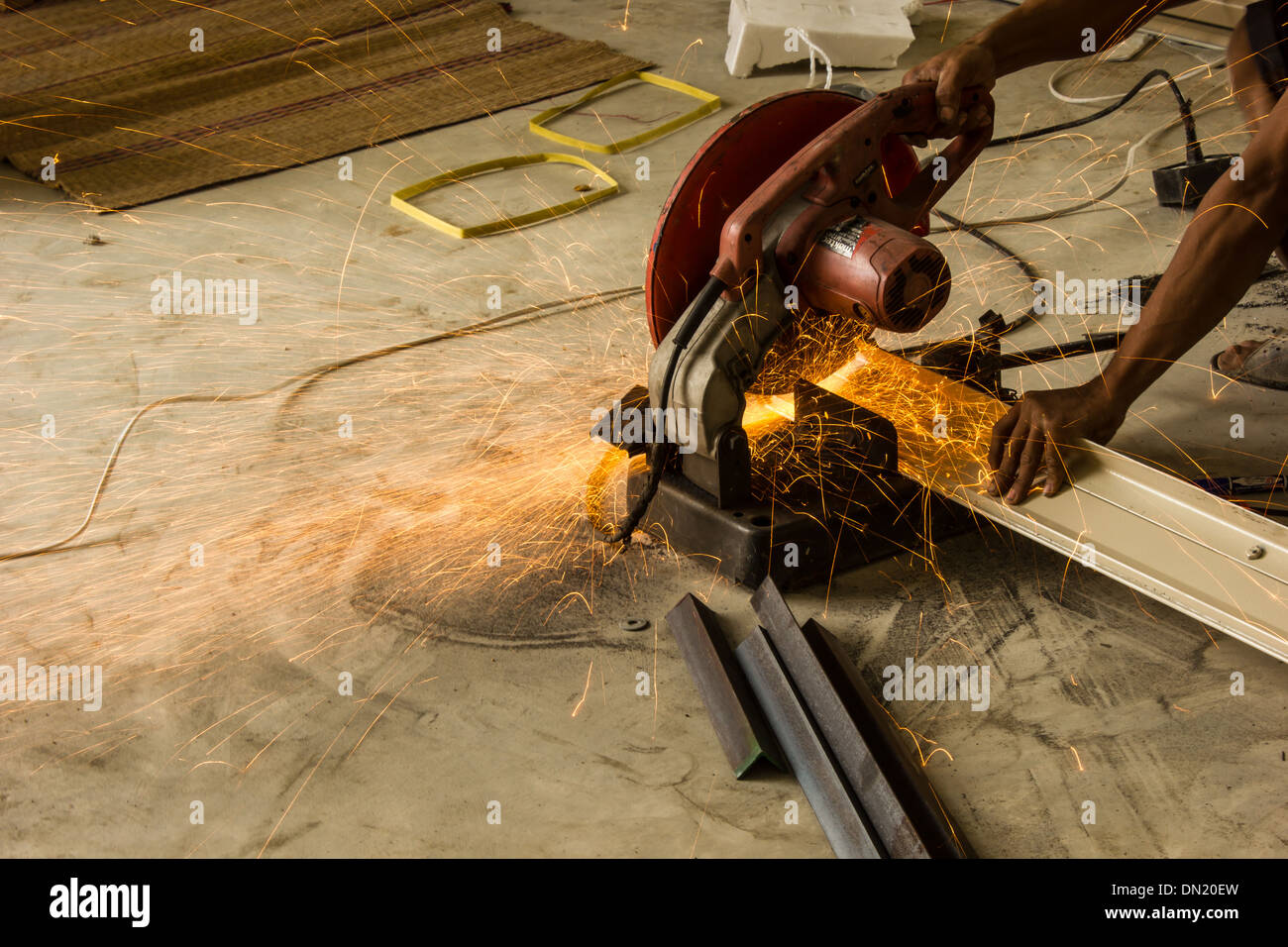 The Steel cutters and technicians in asia Stock Photo - Alamy