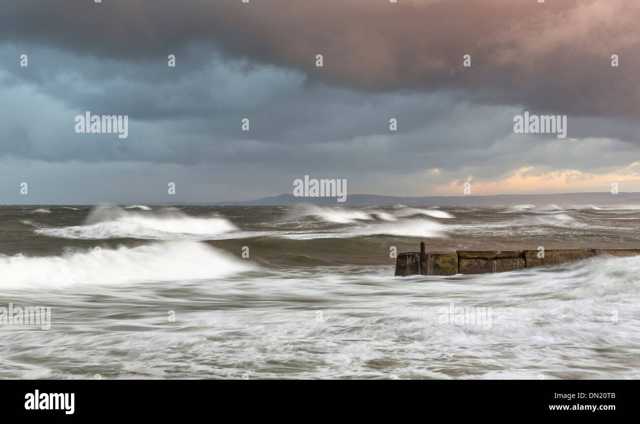 Lossiemouth with an extreme high tide storm Stock Photo - Alamy